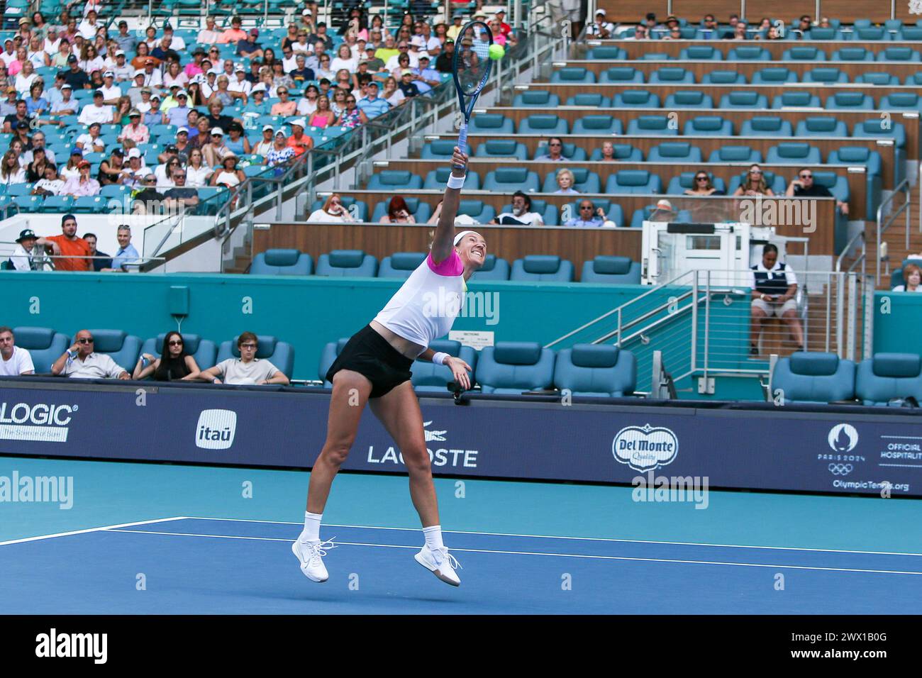 Miami Gardens, Florida, USA. 26th Mar, 2024. Victoria Azarenka serves ...