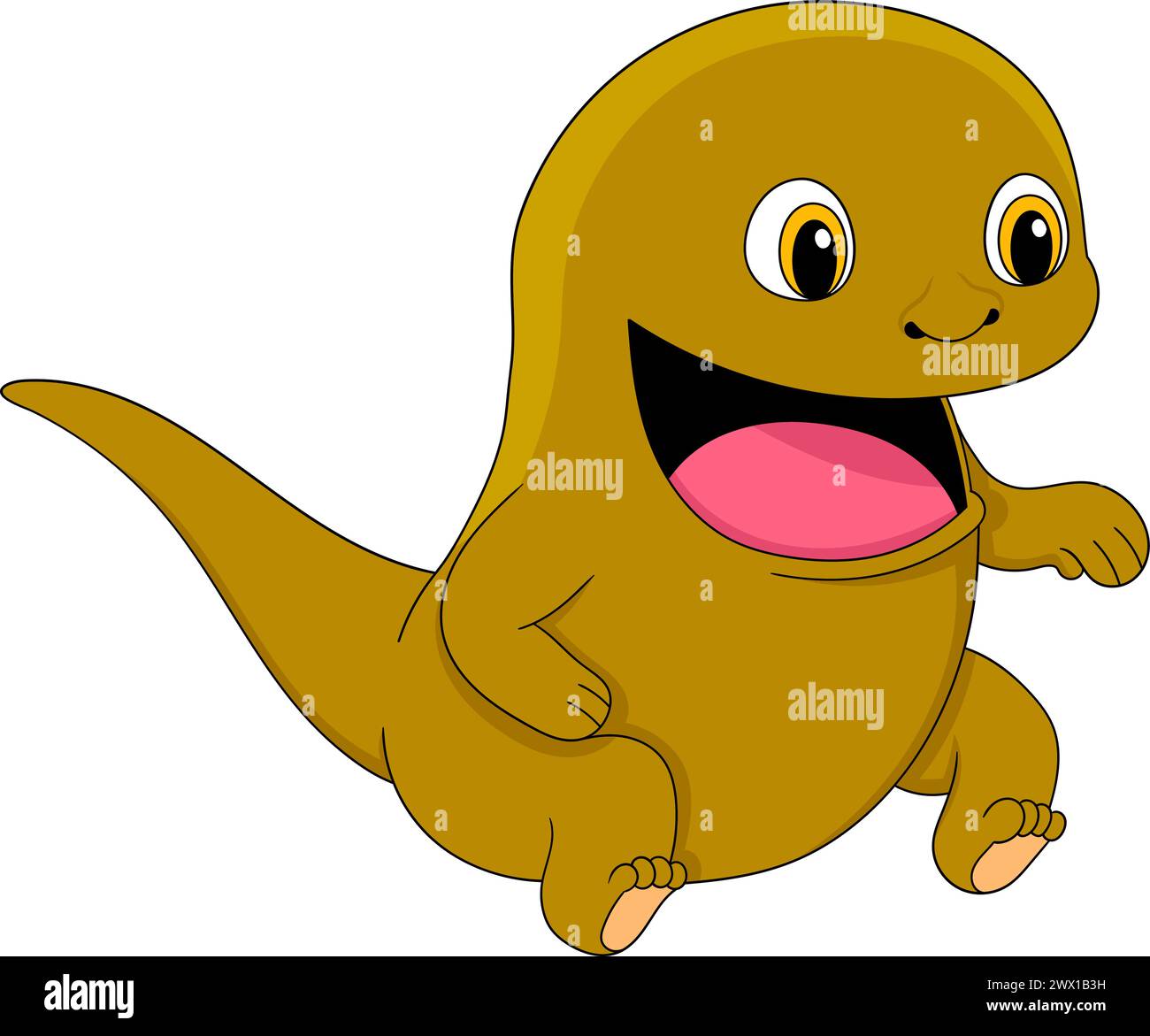 illustration of a funny dinosaur, a big fat creature with a funny face ...