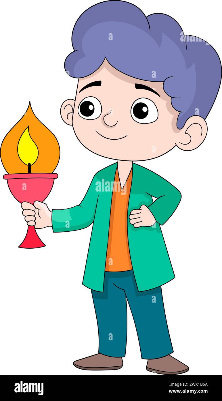 illustration of the Hindu religious Diwali tradition celebration, an ...