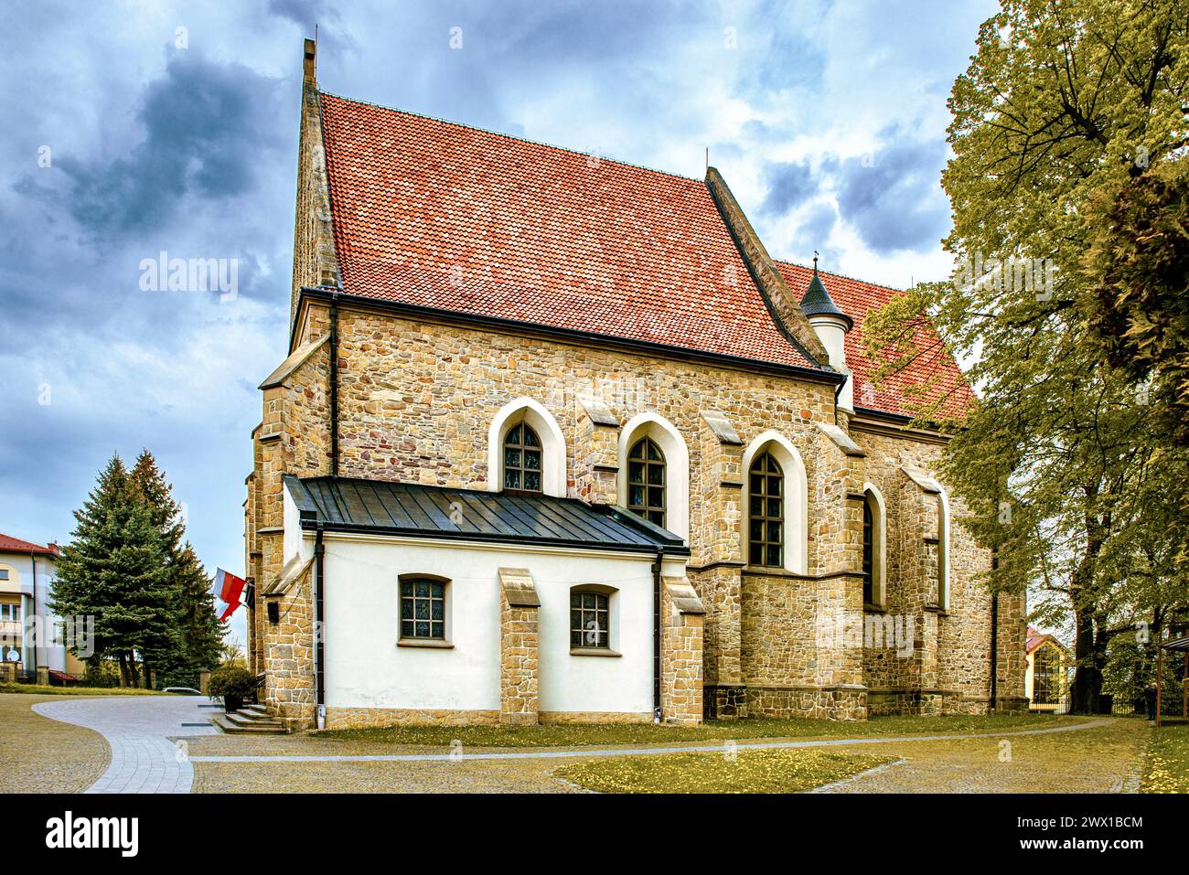 Catholic Cathedral in Jaslo, Poland. A Catholic church is a religious ...