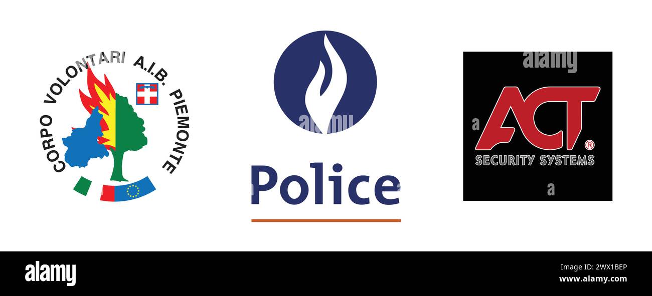 Police, ACT Security Systems, AIB Piemonte. vector illustration ...