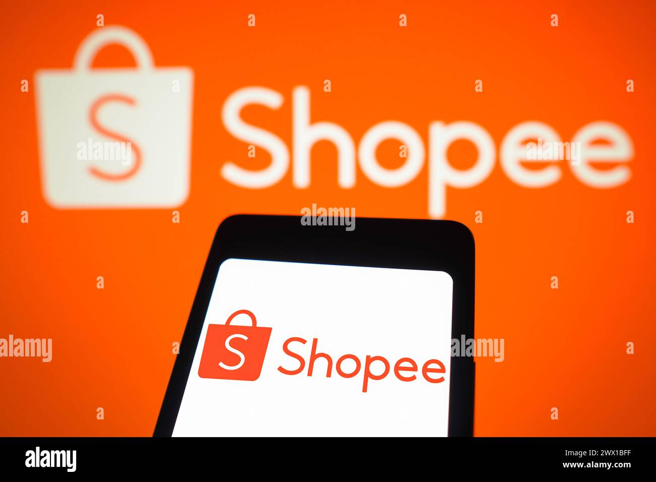Brazil. 26th Mar, 2024. In this photo illustration, the Shopee logo is ...