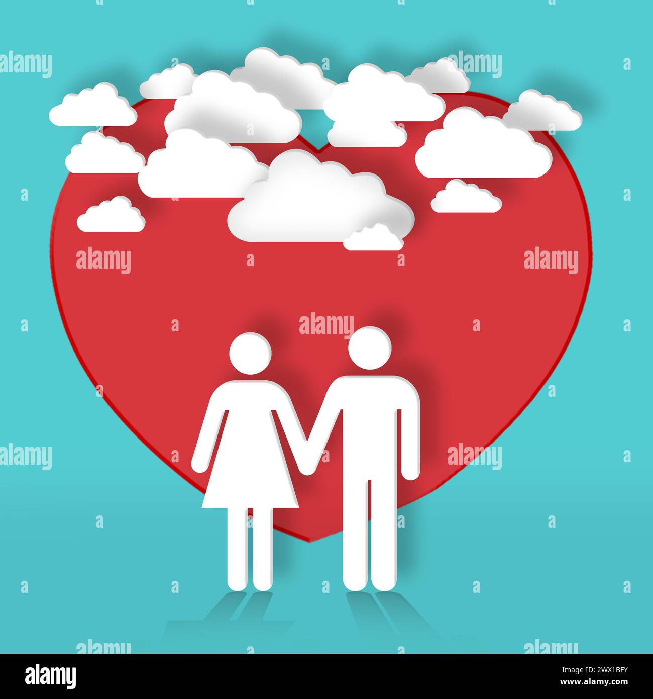 Care couple cartoon heart hi-res stock photography and images - Alamy