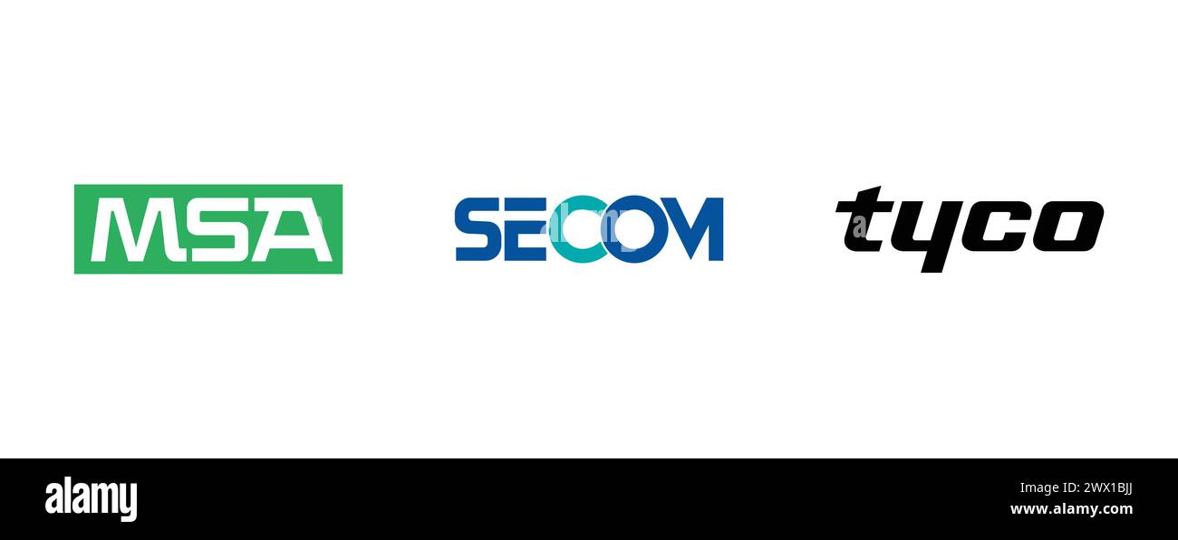 SECOM, Tyco, MSA . vector illustration isolated on white background ...
