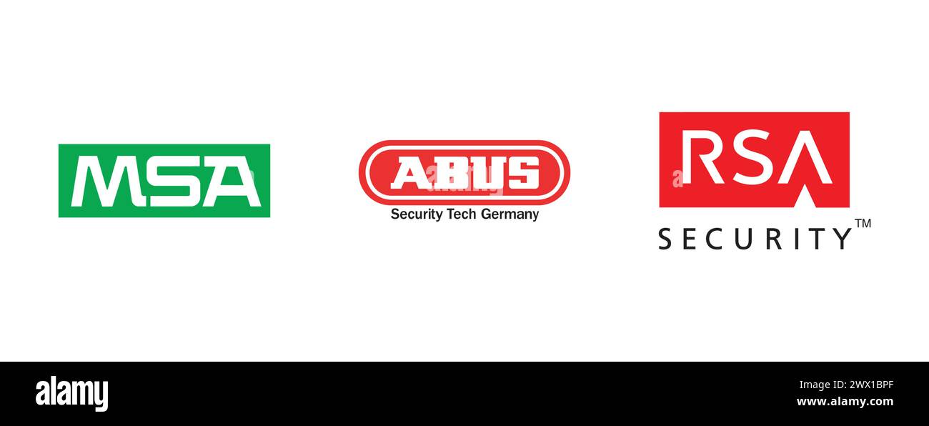 Abus, RSA Security, MSA. vector illustration isolated on white ...