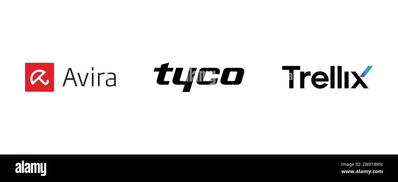 Tyco, Avira, Trellix . vector illustration isolated on white background ...