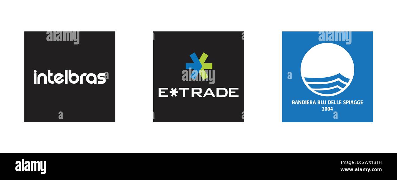 Bandiera blu, Intelbras, E*Trade Securities. vector illustration ...