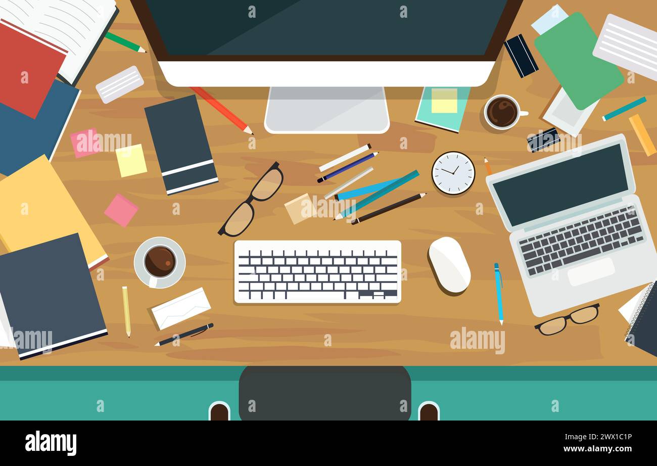 Very messy desk Stock Vector Images - Alamy
