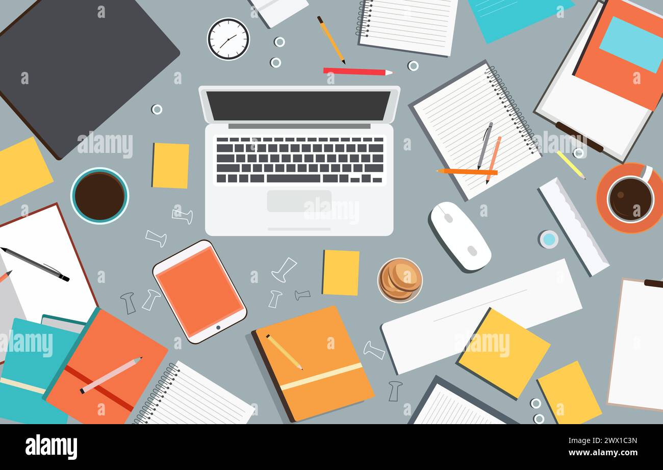 Scattered paper work Stock Vector Images - Alamy