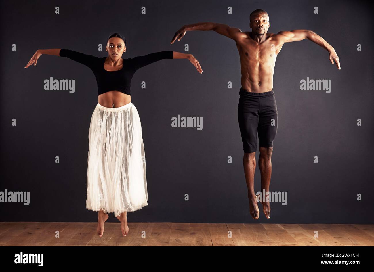 Performance, portrait and duet of people dancing, creative and art of ...