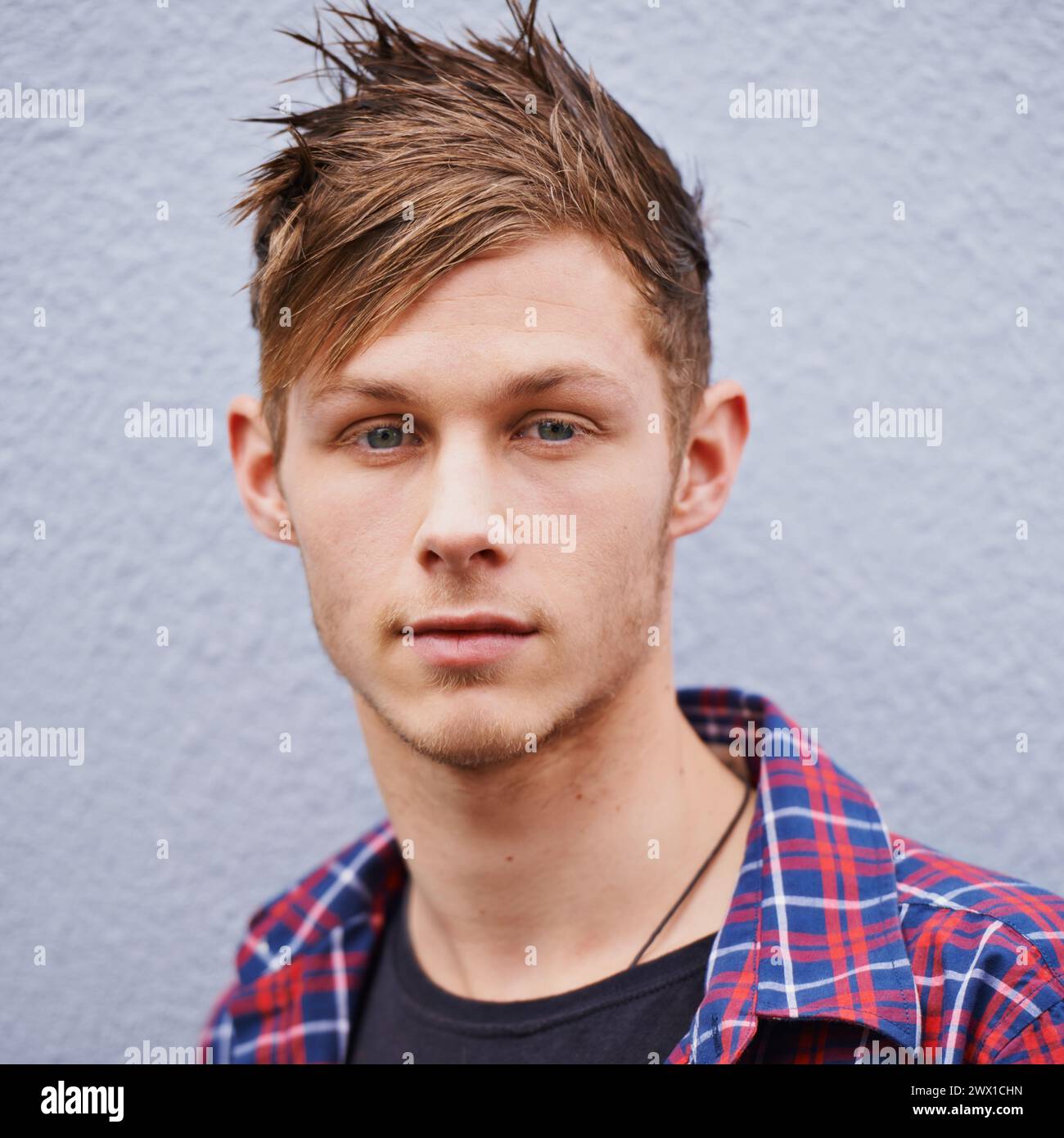 Smile, hairstyle and portrait of happy male person, beauty and trendy ...