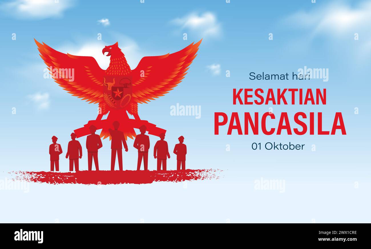 Translation : Happy Pancasila Day. Vector Illustration of Pancasila ...