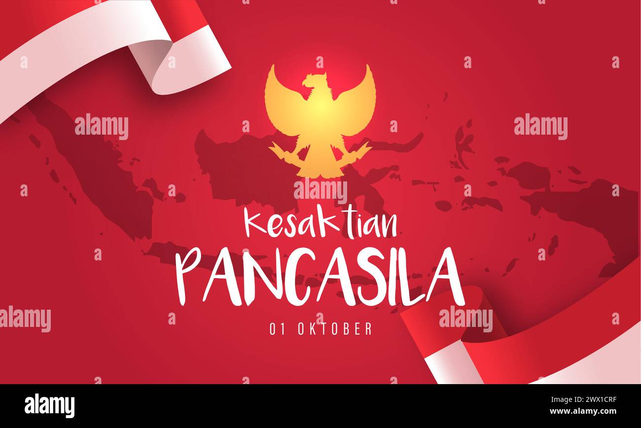 Translation : Happy Pancasila Day. Vector Illustration of Pancasila ...