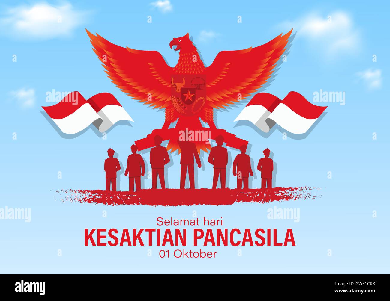 Translation : Happy Pancasila Day. Vector Illustration of Pancasila ...