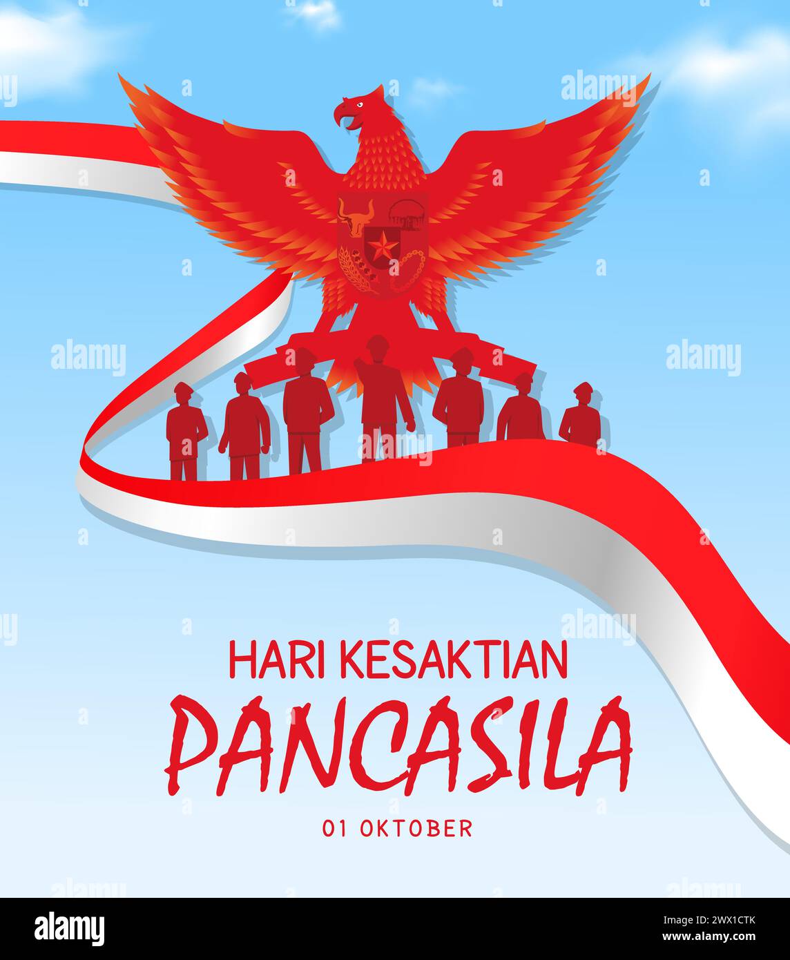 Translation : Happy Pancasila Day. Vector Illustration of Pancasila ...