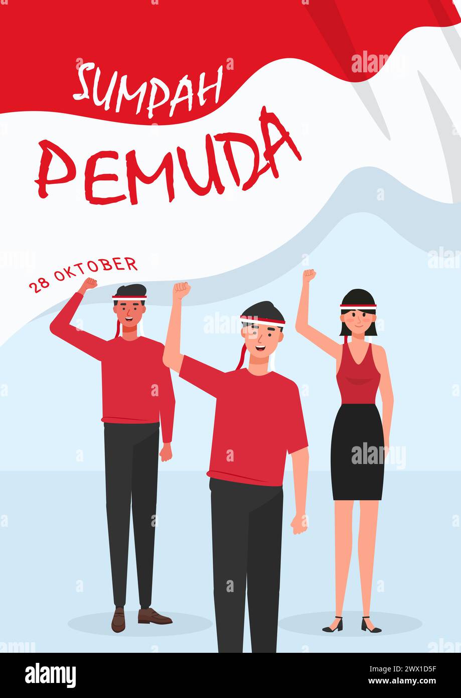Translation : Happy Indonesian Youth Pledge Day Vector Illustration ...
