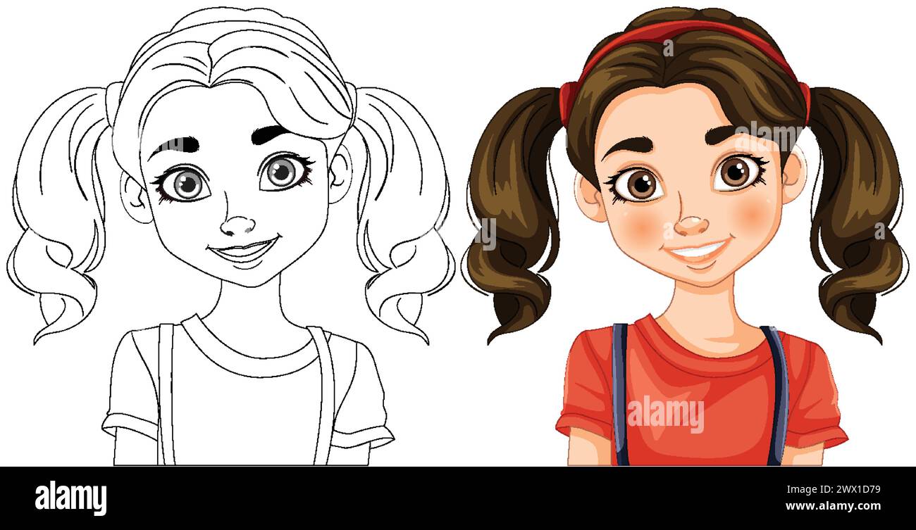 Transformation of a line drawing to a colored character Stock Vector ...