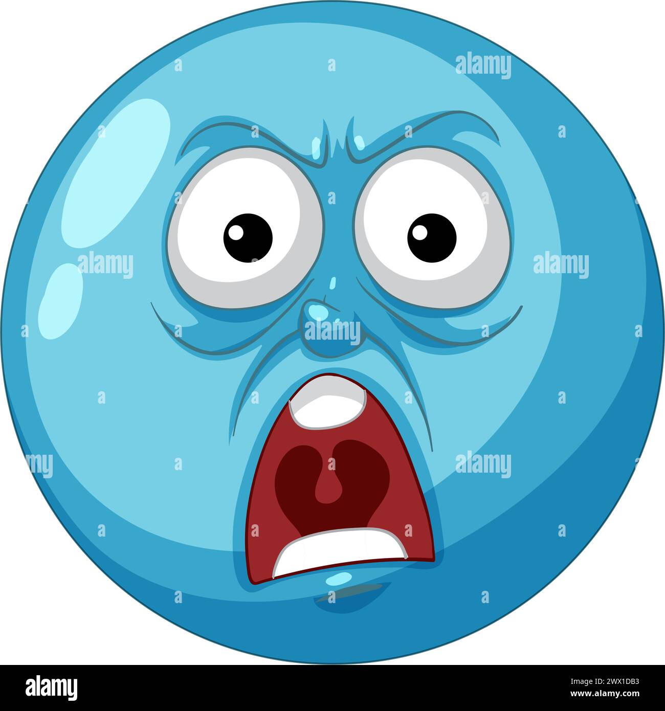 Cartoon of a blue emoji with a shocked face Stock Vector Image & Art ...