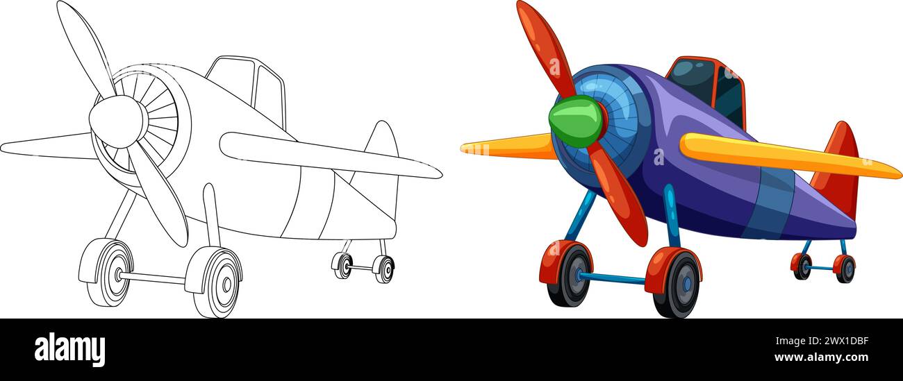Illustration of an airplane, from outline to color Stock Vector Image ...