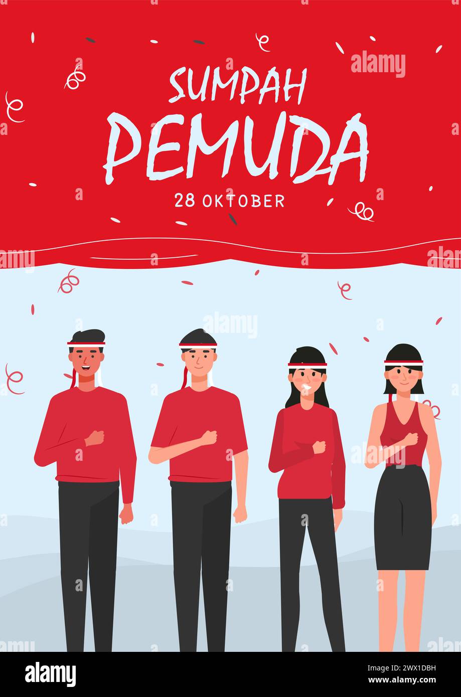 Translation : Happy Indonesian Youth Pledge Day Vector Illustration ...