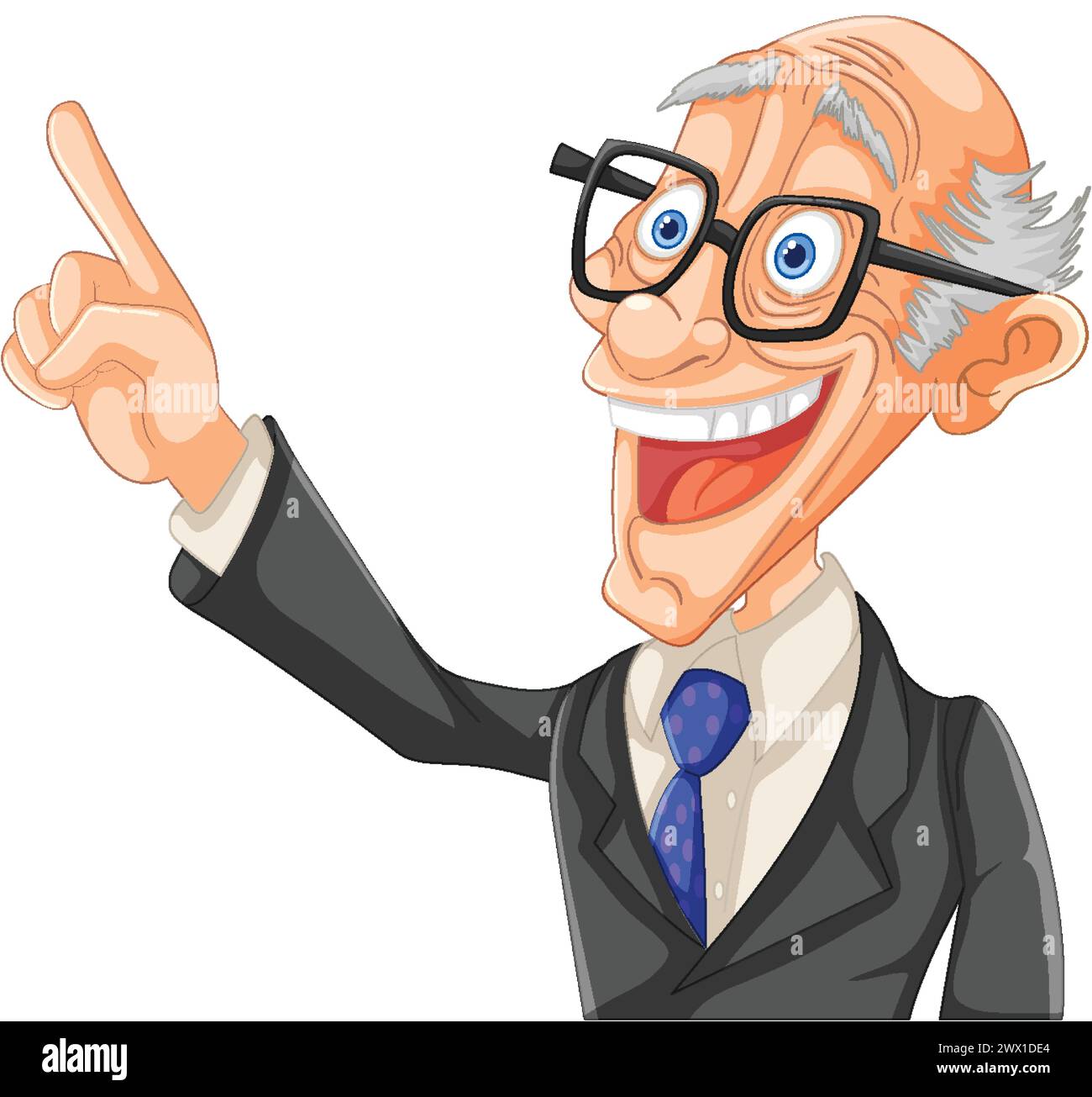 Animated professor pointing upwards with a smile Stock Vector Image ...