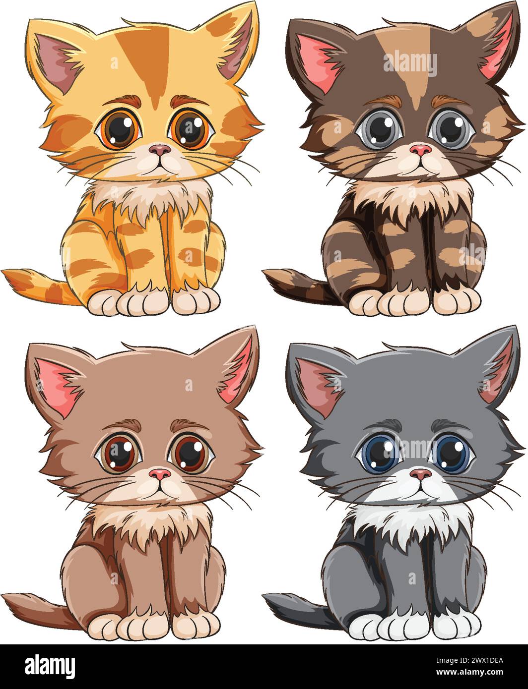 Four cute vector kittens with different fur patterns Stock Vector Image ...