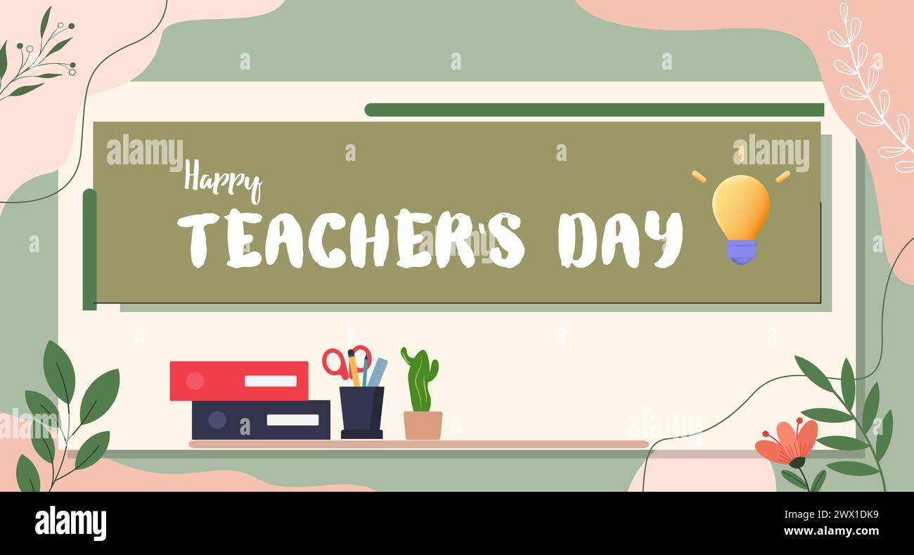 Happy Teacher Day Vector Illustration. International Teacher Day ...