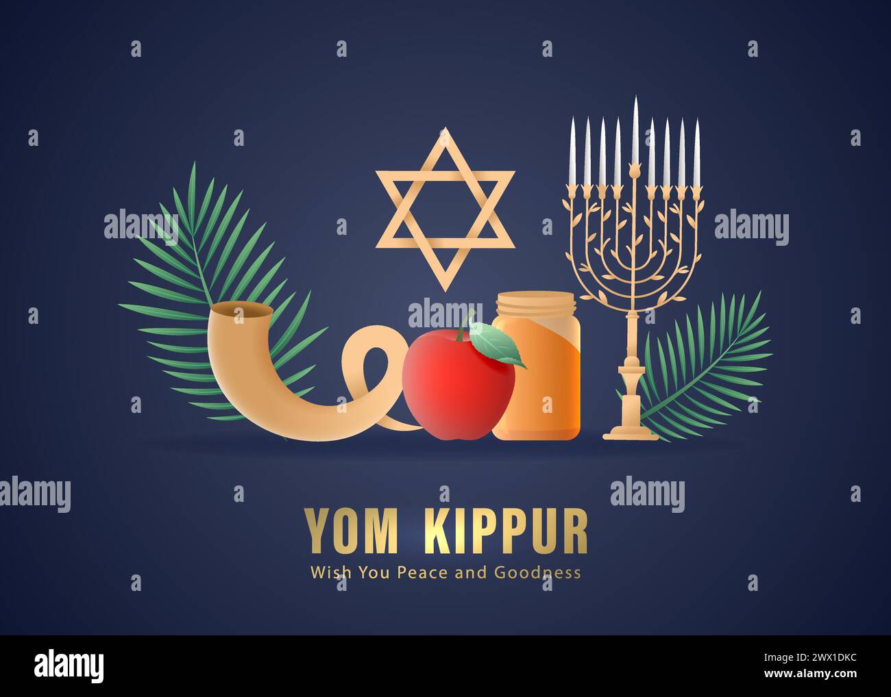Yom Kippur Template Vector Illustration. Jewish Holiday Decorative ...