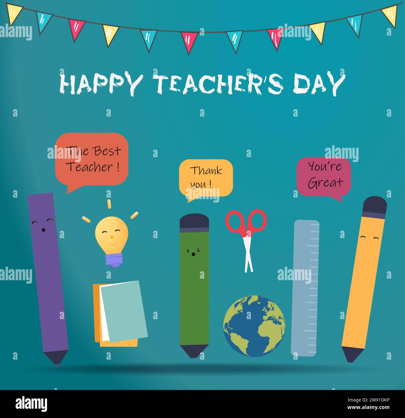 Happy Teacher Day Vector Illustration. International Teacher Day ...