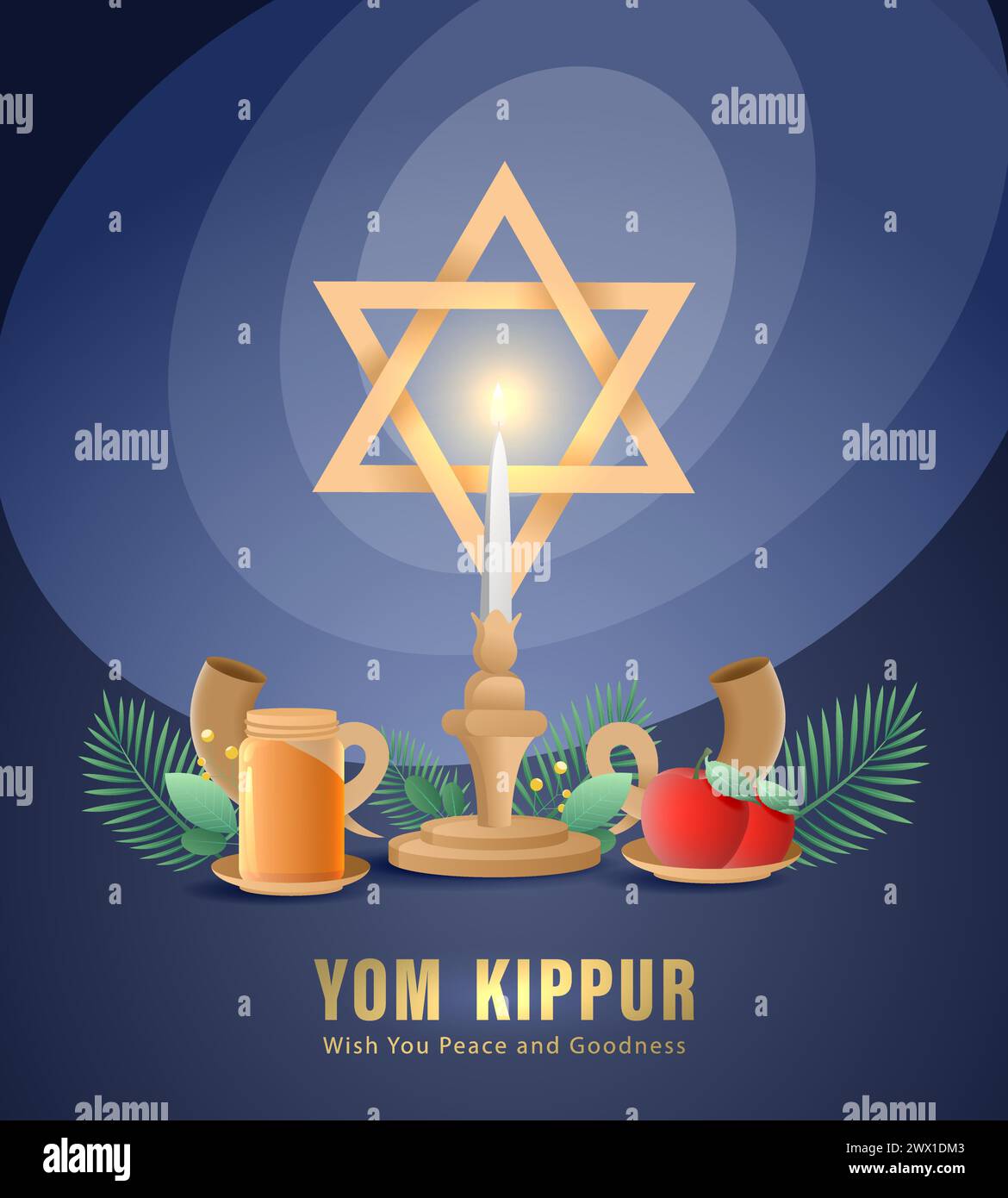 Yom Kippur Template Vector Illustration Jewish Holiday Decorative