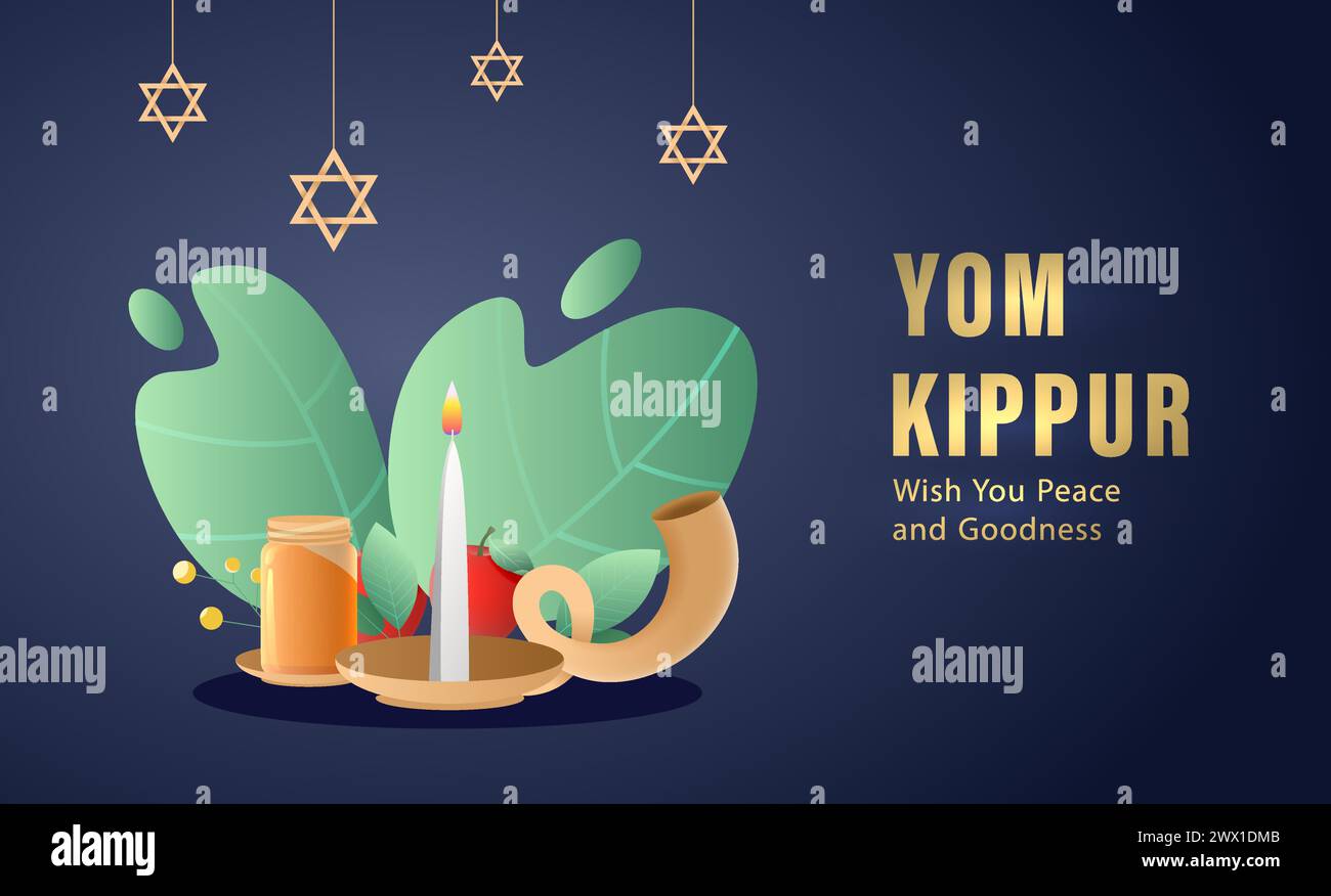 Yom Kippur Template Vector Illustration. Jewish Holiday Decorative ...