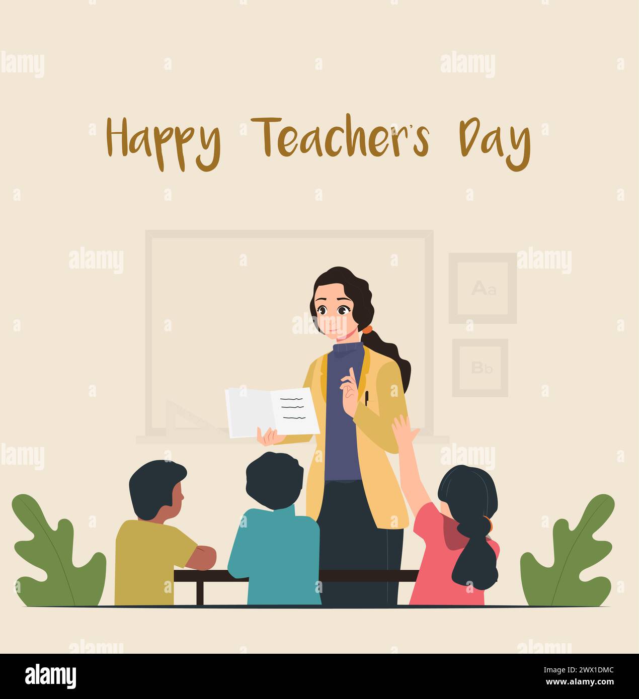Happy Teacher Day Vector Illustration. International Teacher Day ...