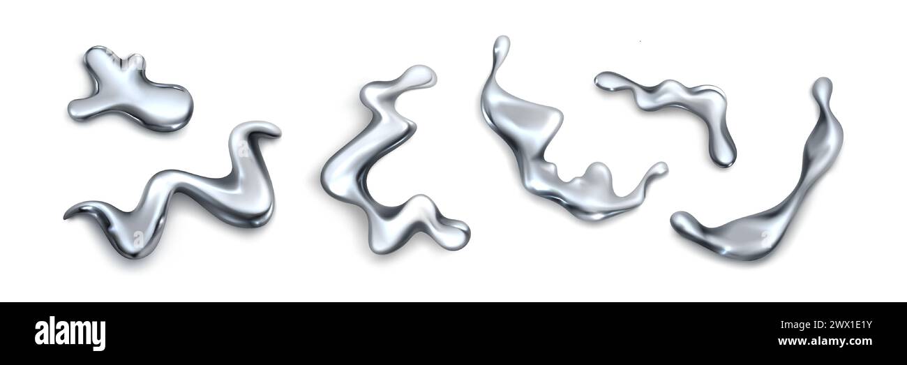 3d liquid chrome shape, abstract y2k metal object. Fluid graphic ...