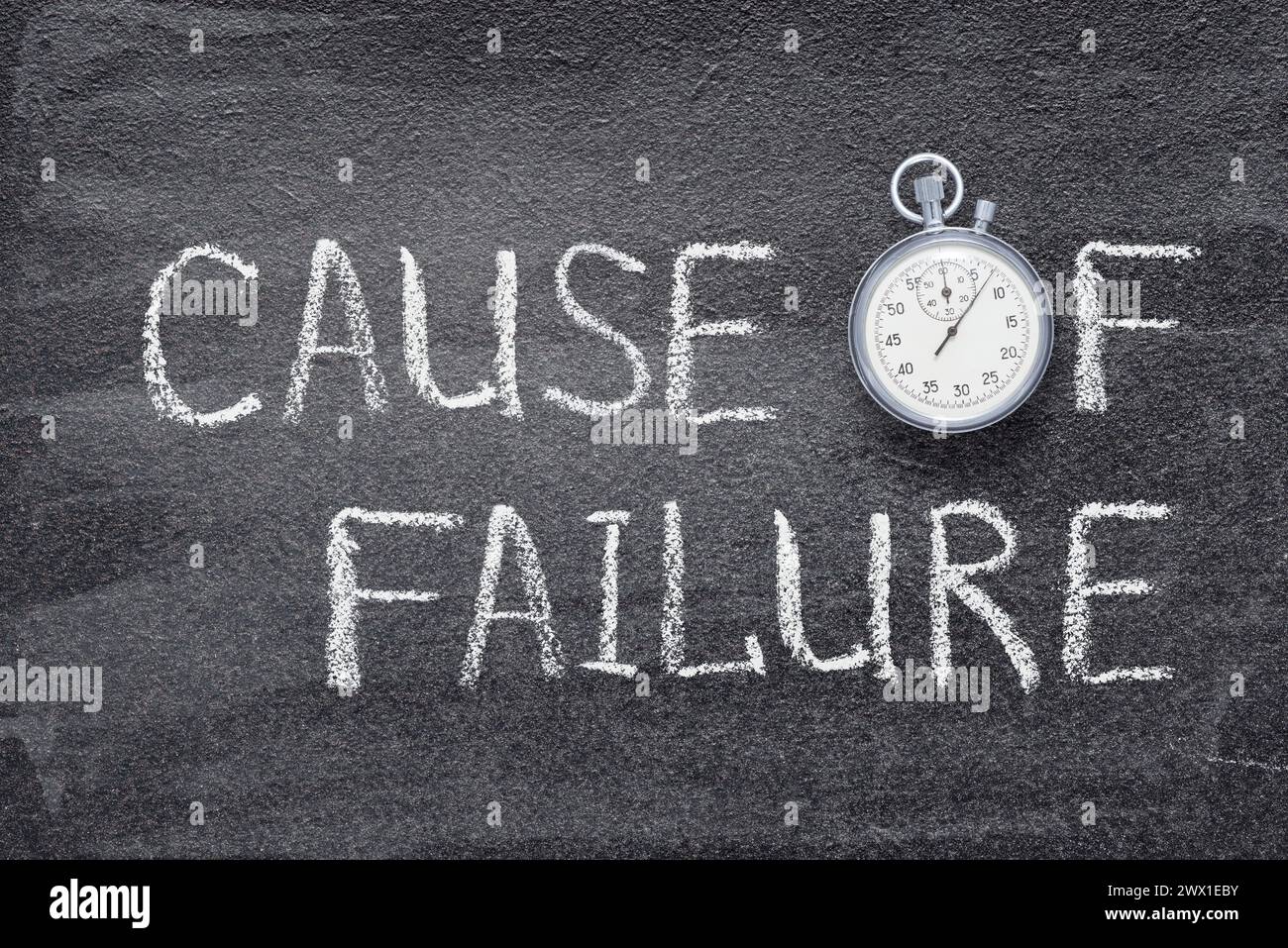 cause of failure phrase written on chalkboard with vintage precise ...