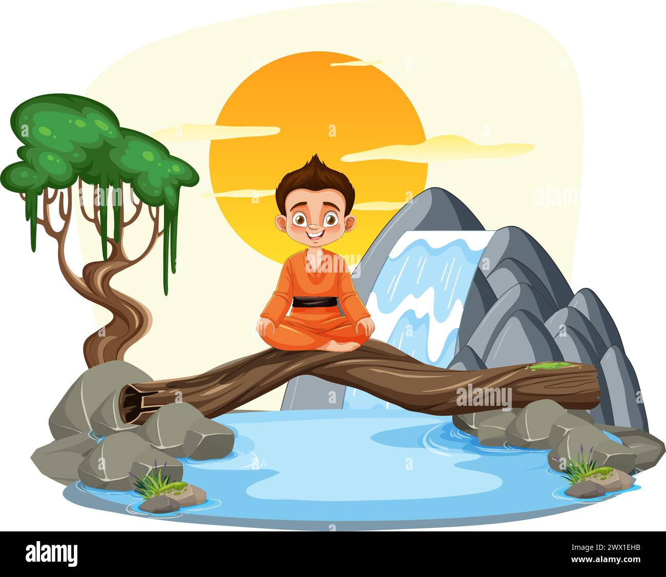 Tree leisure mountain landscape sitting Stock Vector Images - Alamy