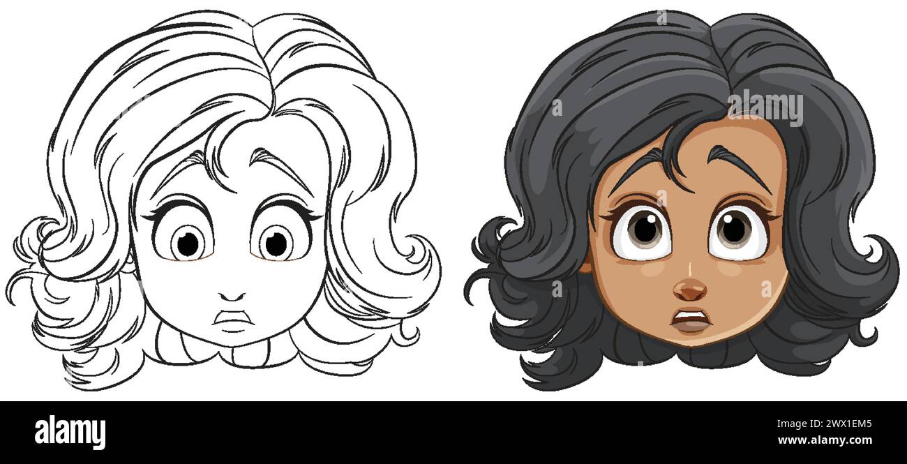 Two cartoon faces showing expressions of surprise Stock Vector Image ...