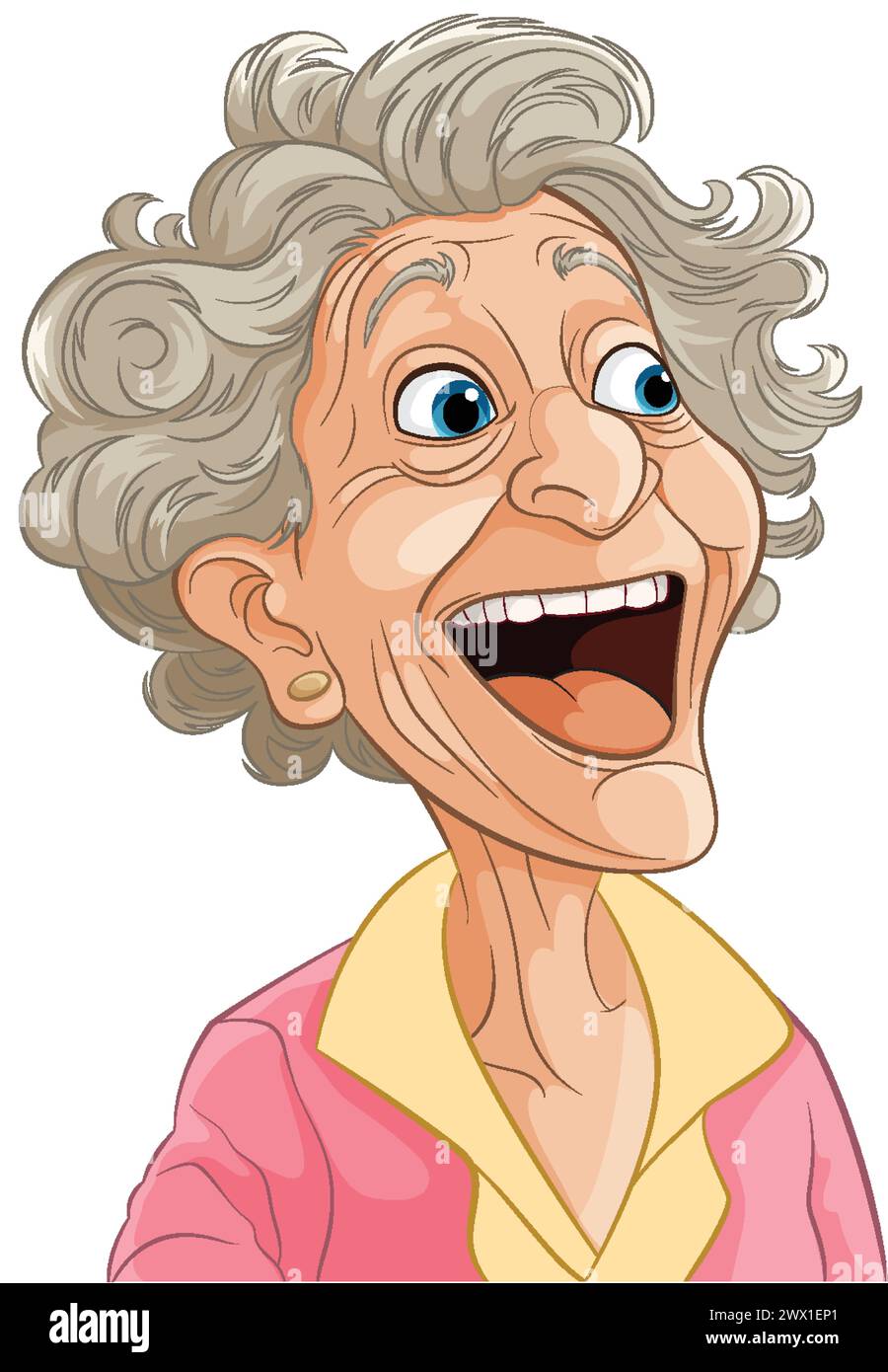 Vector illustration of a happy elderly woman smiling Stock Vector Image ...
