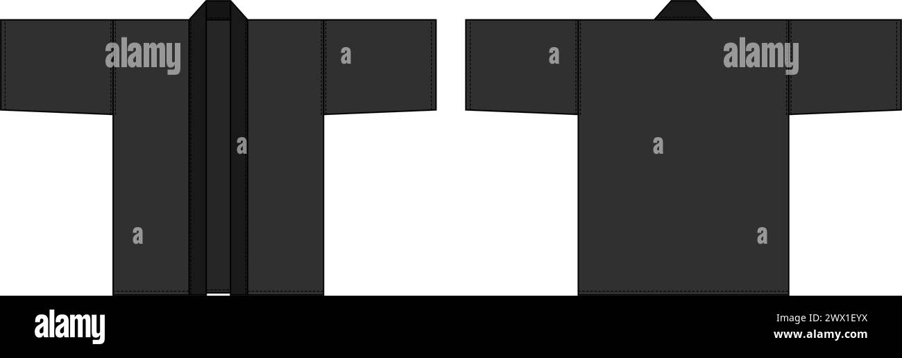 Traditional Japanese Happi coat (ceremonial robe) vector template ...