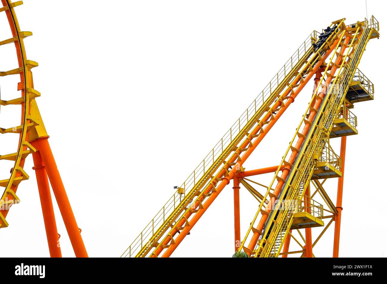 Detail image of a roller coaster track on white background Stock Photo ...