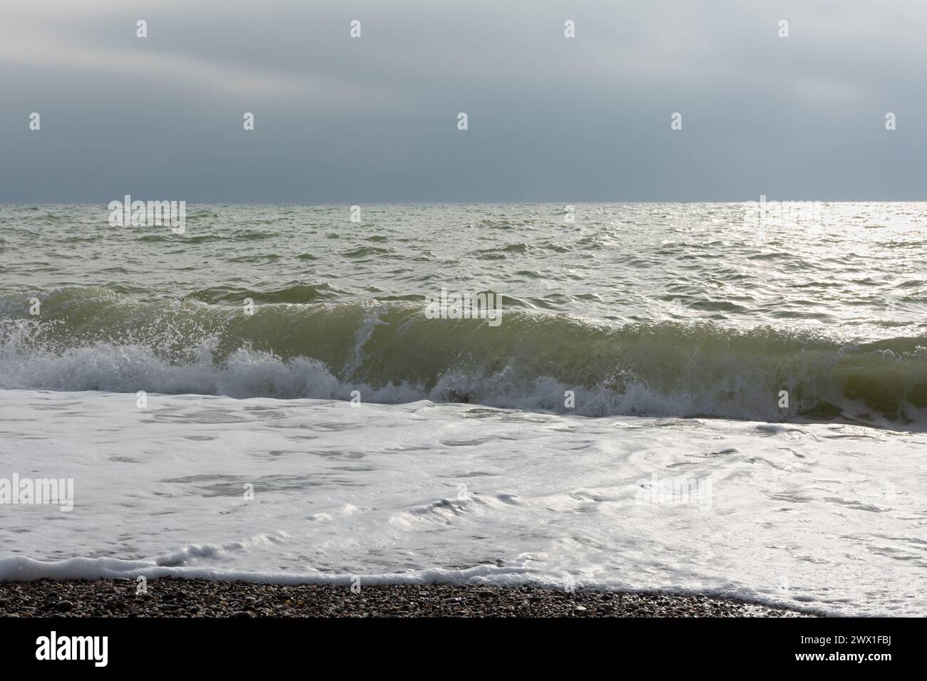 Pastel-gray sea. texture of a raging ocean, full frame with space for ...