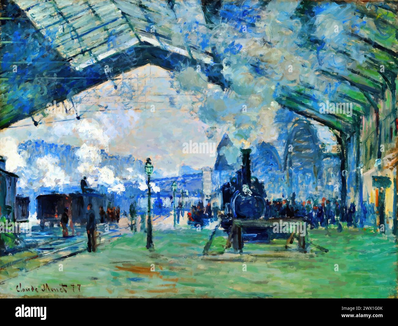 Claude monet arrival of the normandy train Stock Vector Images - Alamy