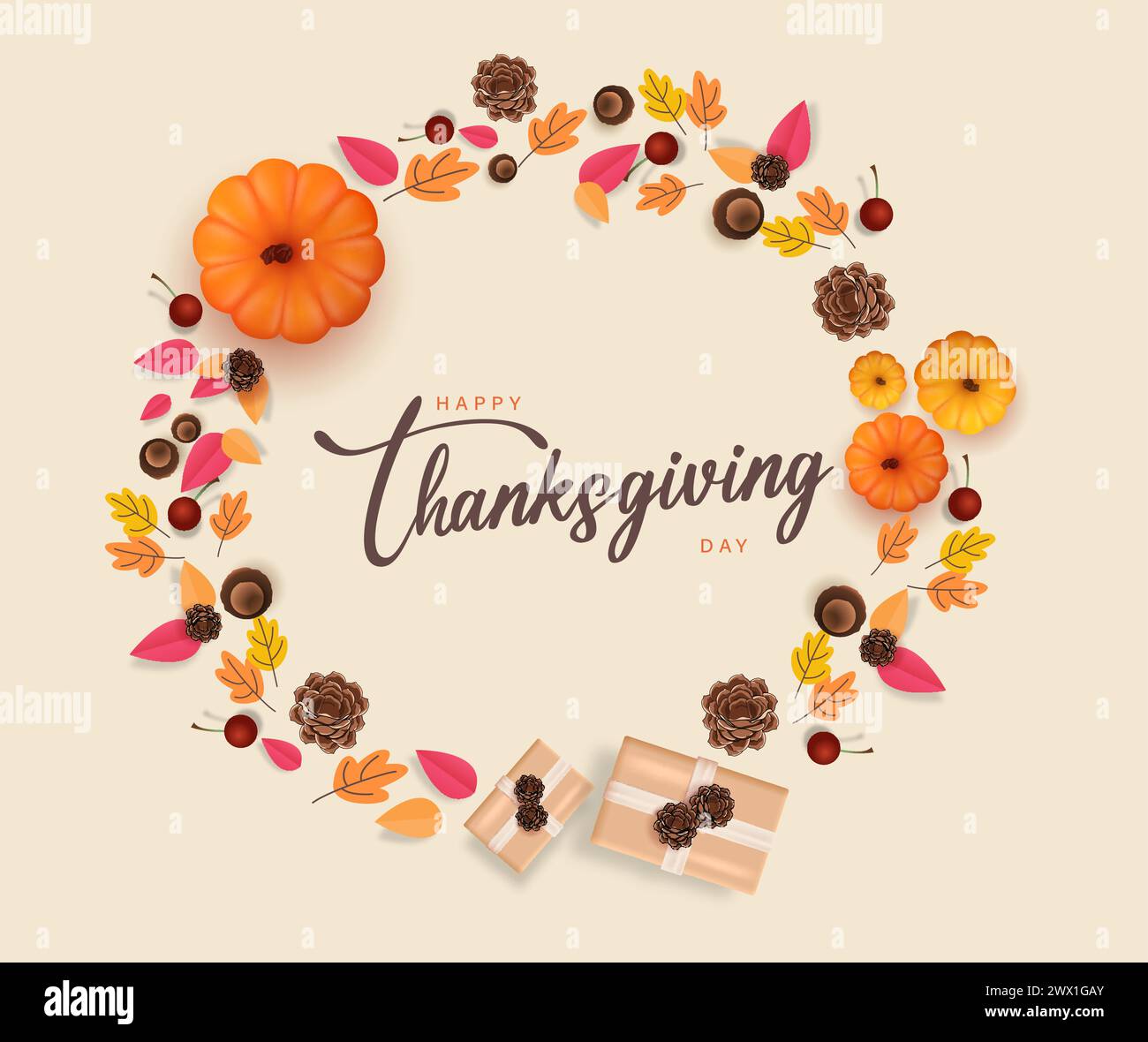 Simple Thanksgiving Greeting Card Vector Illustration. Suitable for ...
