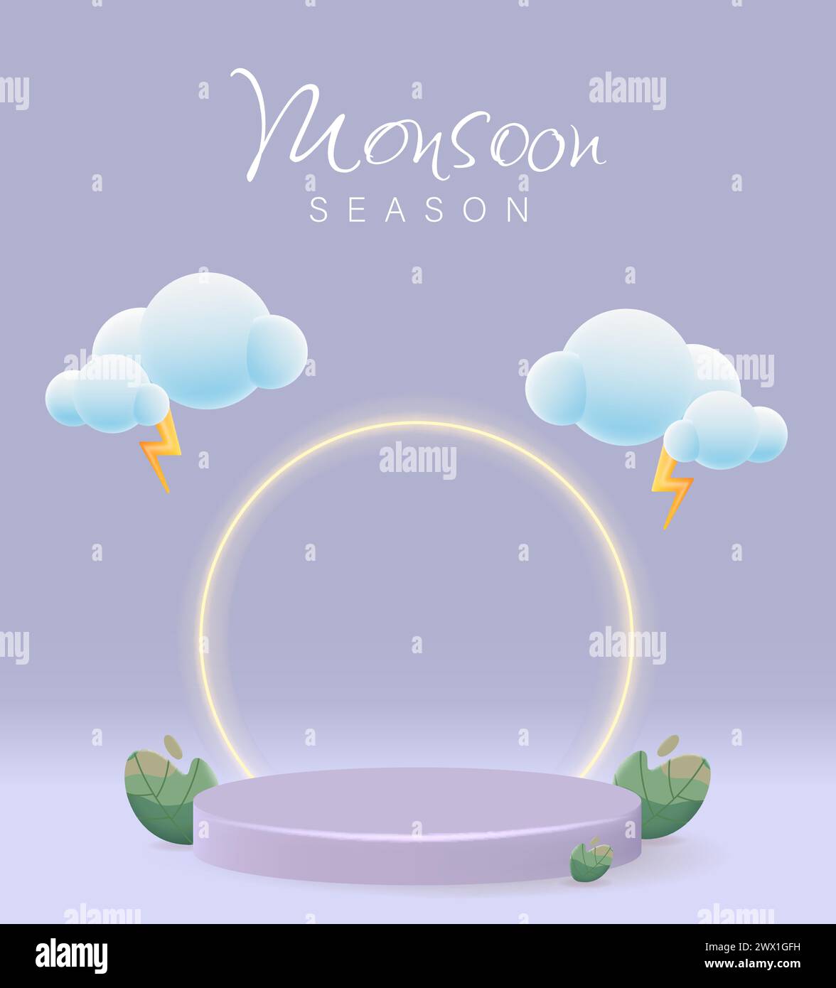 Monsoon Season Sale with 3D Realistic Umbrella Vector Illustration ...