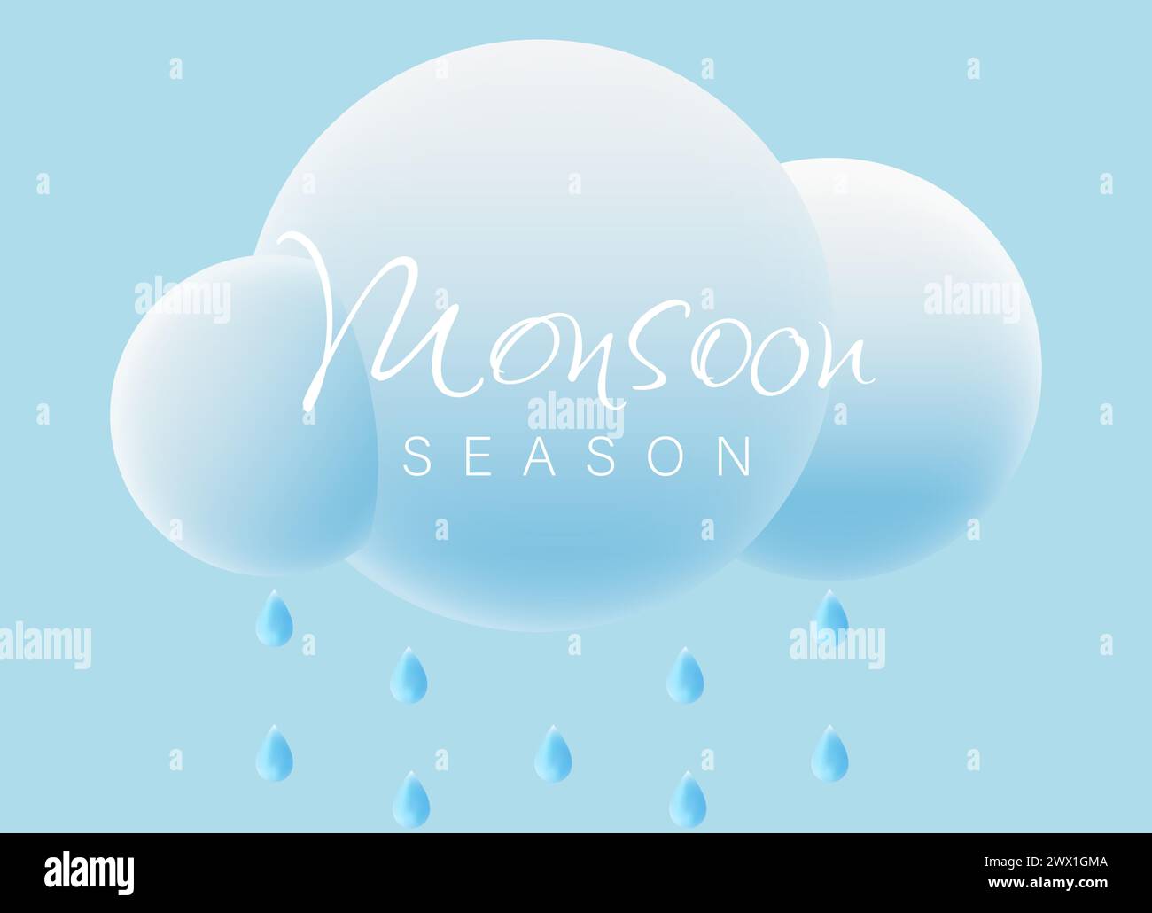 Monsoon Season Sale with 3D Realistic Umbrella Vector Illustration ...