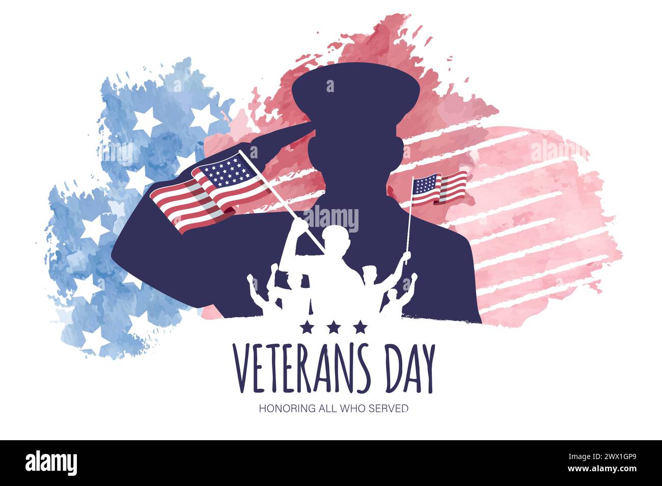 Veterans Day Template Design with US Flag and Soldier for Poster and ...