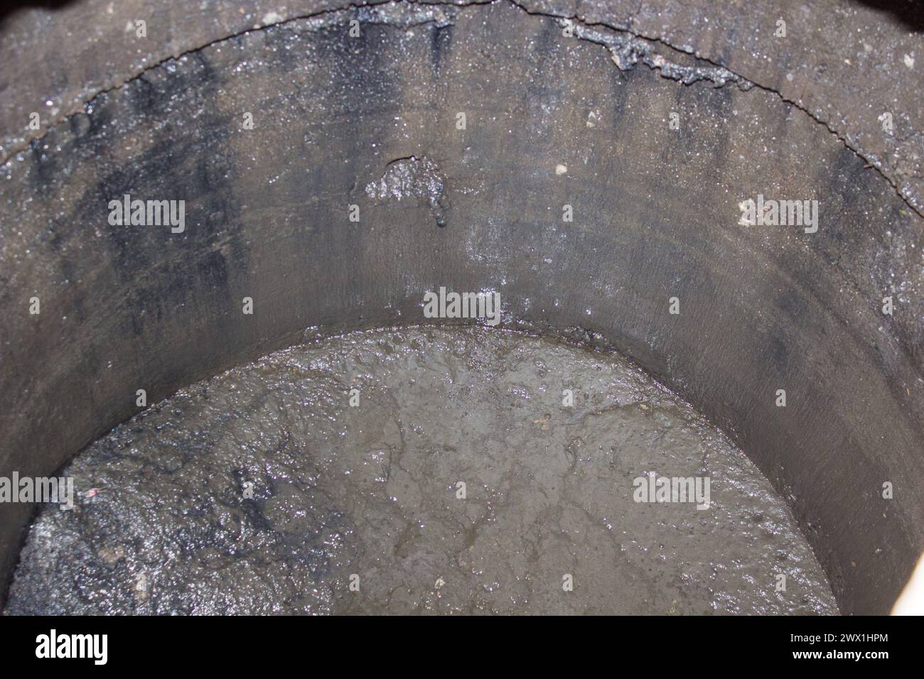 a toilet is filled in a sewage pit, a sewage pit is open Stock Photo ...