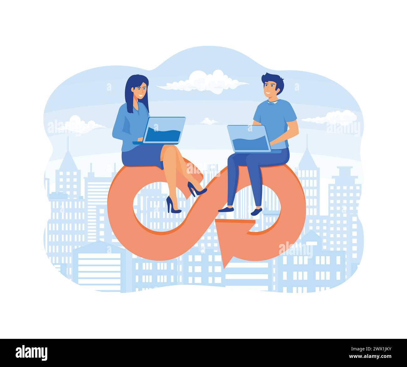 Devops Development Operations For Agile Software Development Business People Working With