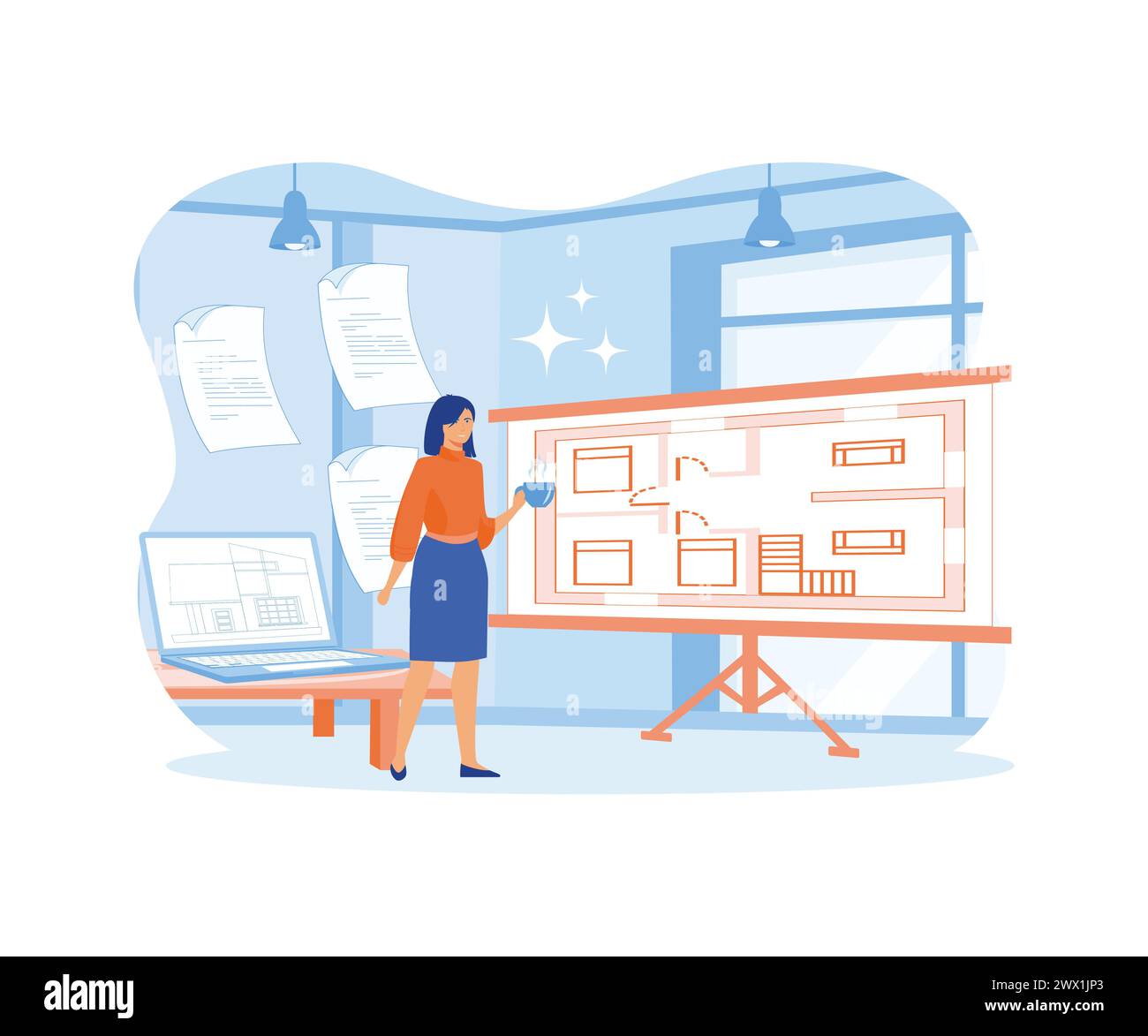 Woman architect sketch Stock Vector Images - Alamy