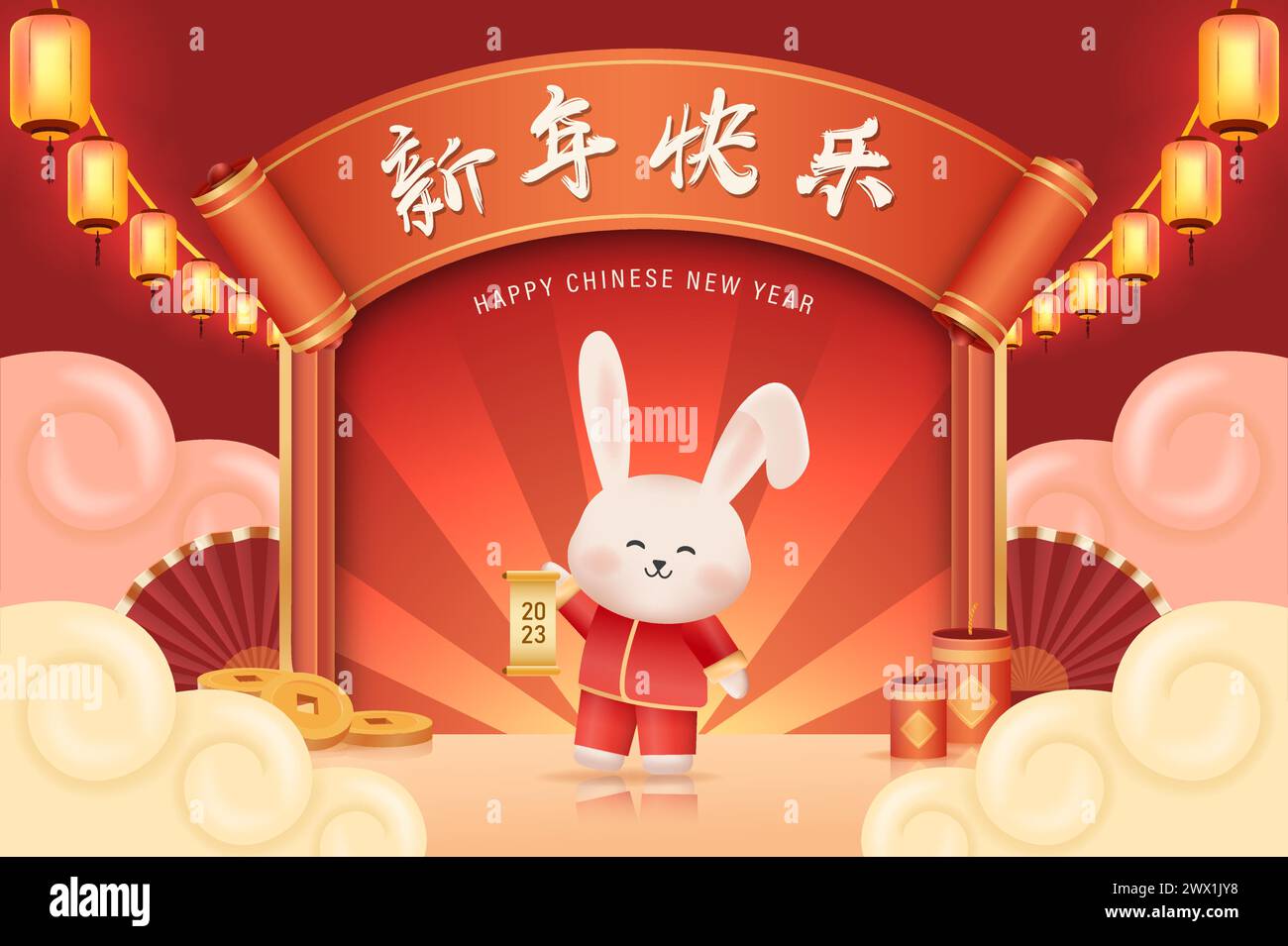 Translation : Chinese New Year 2023 Year of the Rabbit. Chinese Zodiac ...