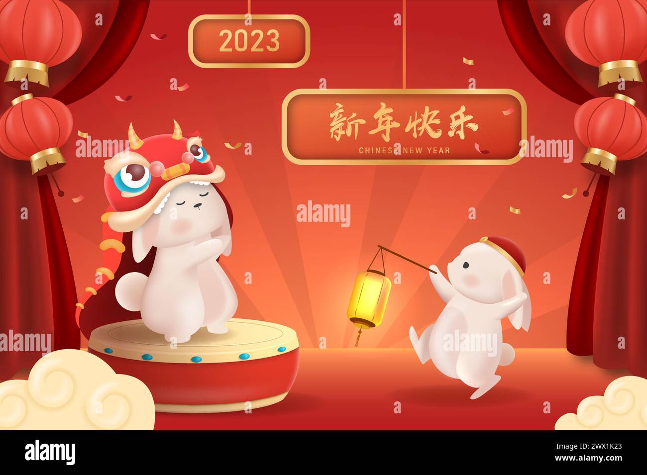 Translation : Chinese New Year 2023 Year of the Rabbit. Chinese Zodiac ...